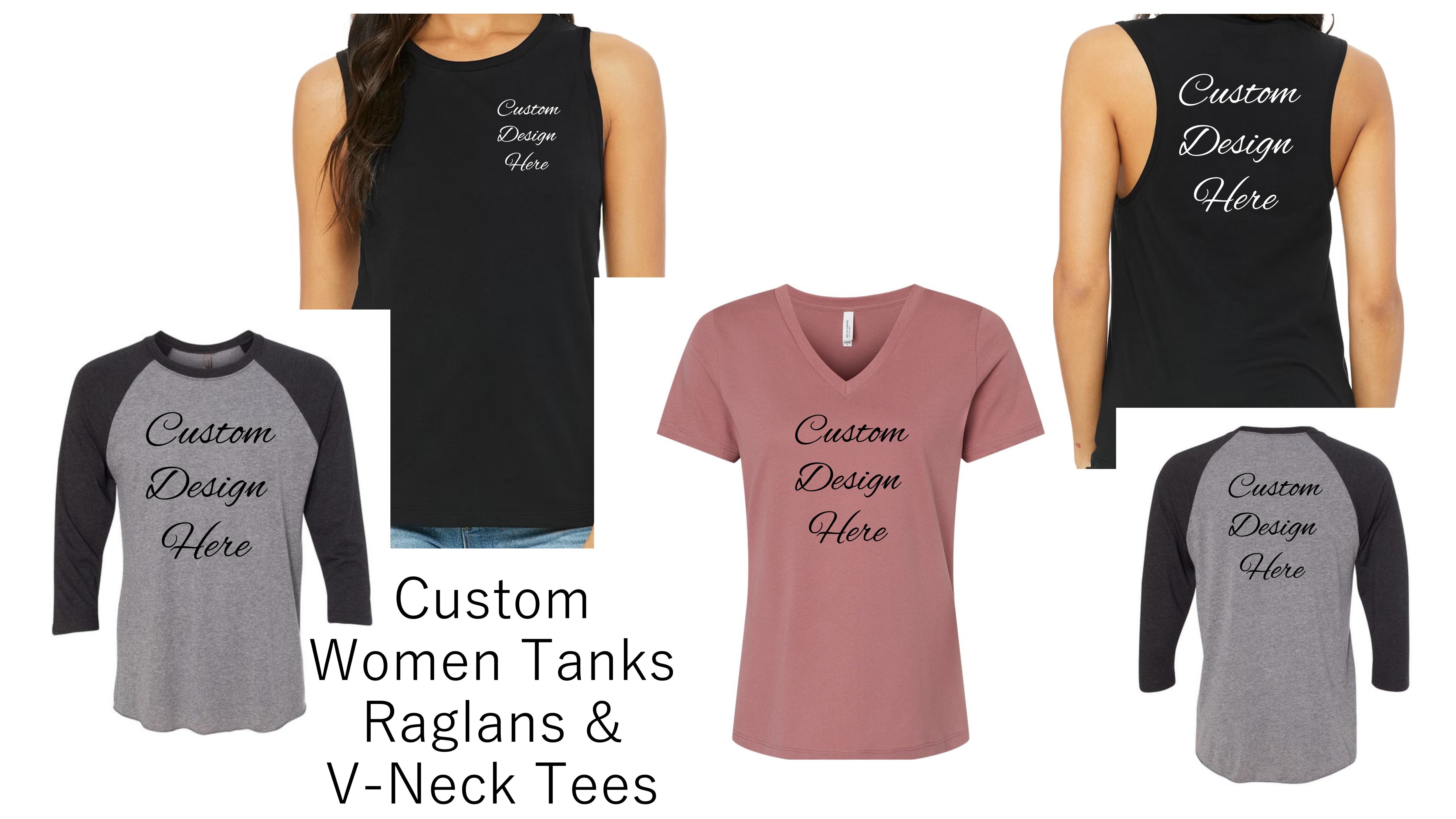 Custom Design Your Raglan, V-Neck Tee or Tank Top – Crafty Bear Custom ...